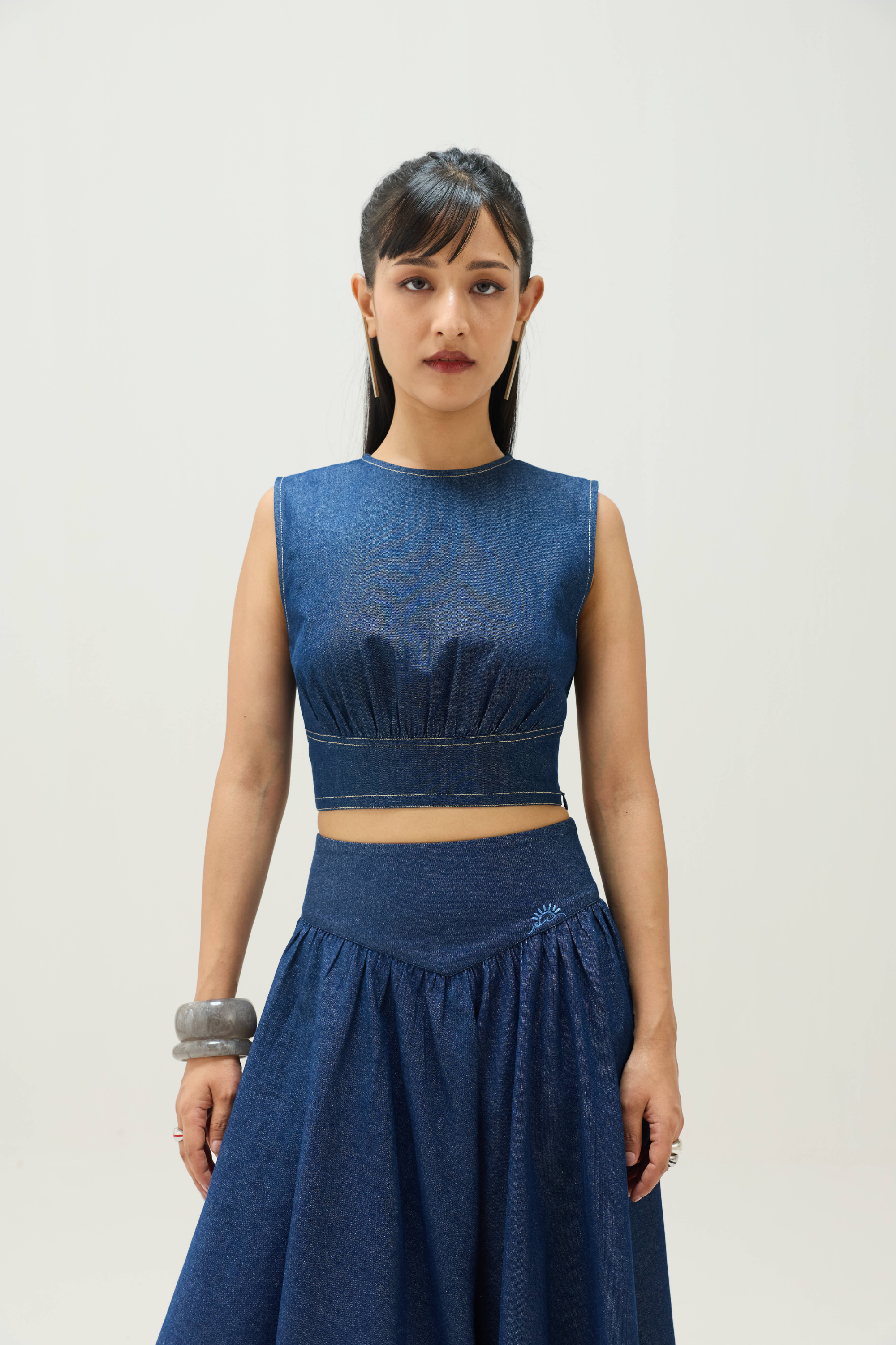 Twilight Sea Sustainable Denim Crop Top | SUI – Sui
